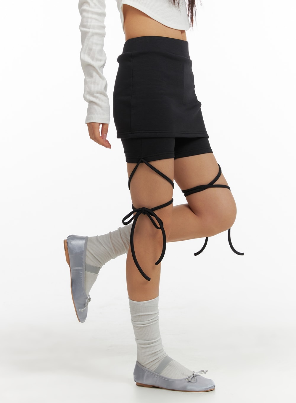 Solid Knotted Wrap Mini Skort CM412 - Korean Women's Fashion | LEWKIN