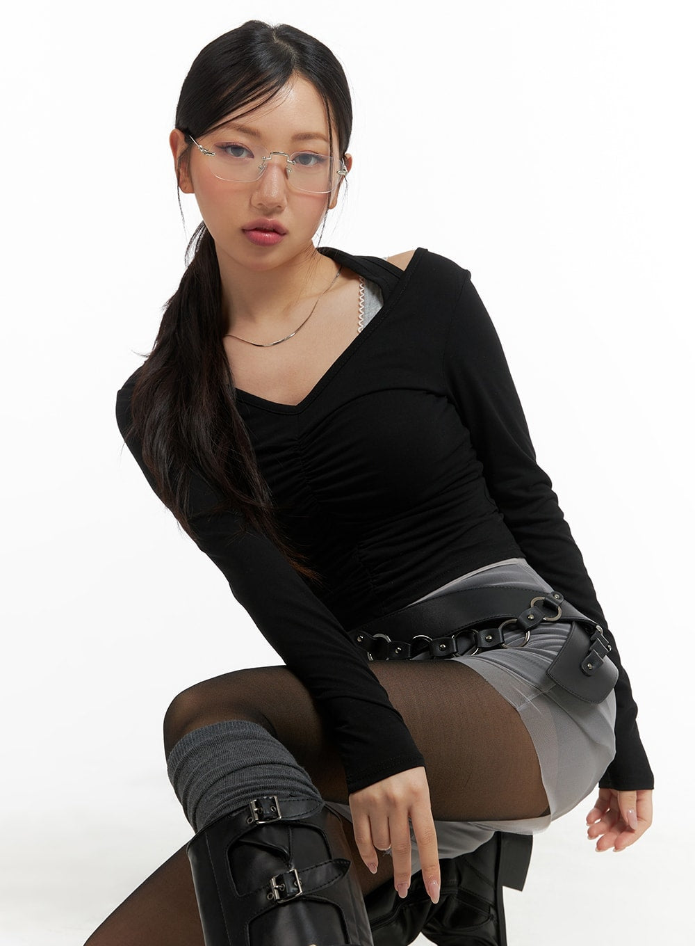 Halter Neckline Long Sleeve Top CM421 - Acubi style | LEWKIN