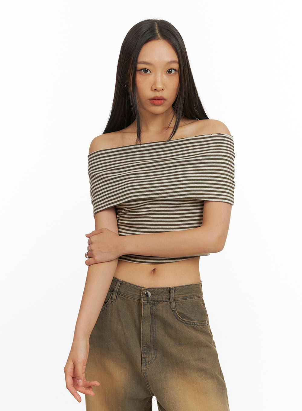 Striped Off Shoulder Top IY422 - Acubi style | LEWKIN