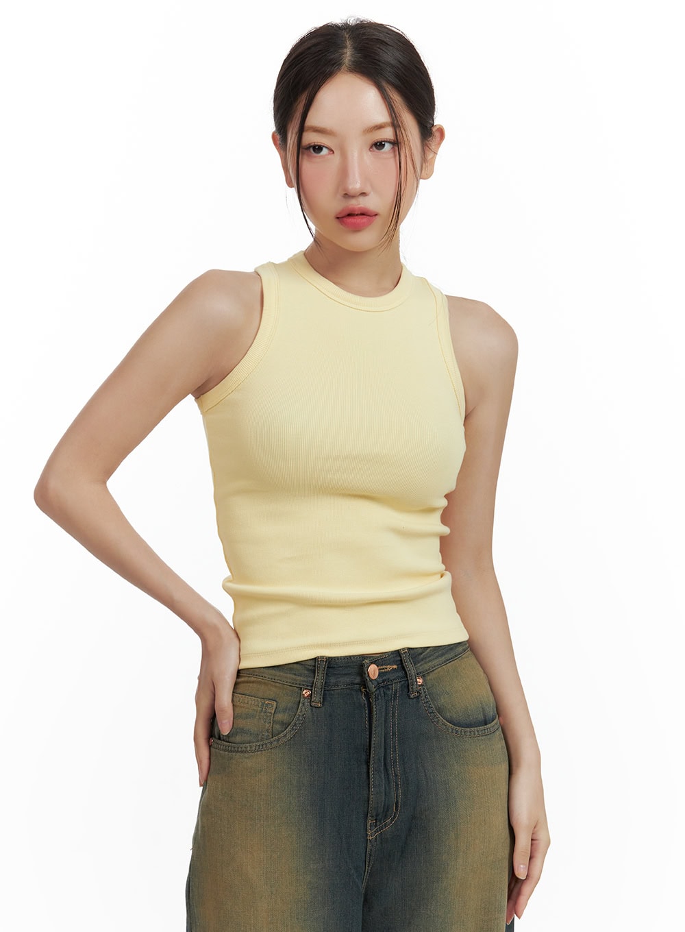 Solid Ribbed Tank Top CU420 - Acubi style | LEWKIN
