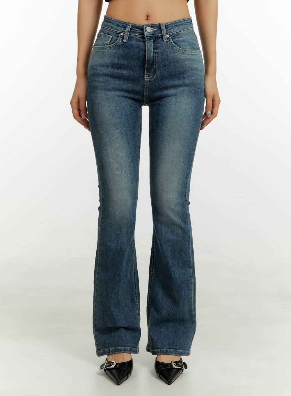 Low Rise Bootcut Jeans CY409 - Korean Women's Fashion | LEWKIN